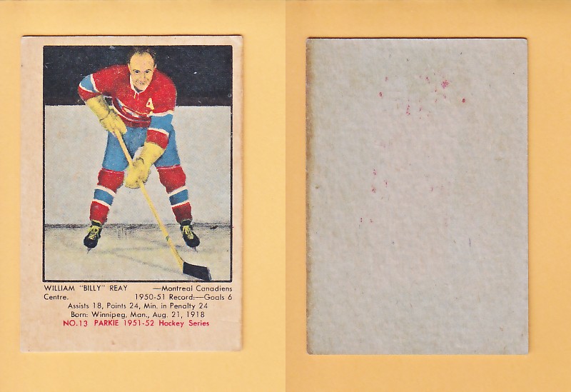 CS88637772 :: 1951-52 PARKHURST HOCKEY CARD # 13 BILLY REAY - CAPITAL ...