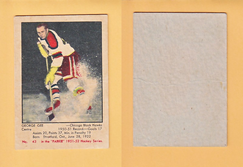 CS68223350 :: 1951-52 PARKHURST HOCKEY CARD # 43 GEORGE GEE - CAPITAL ...