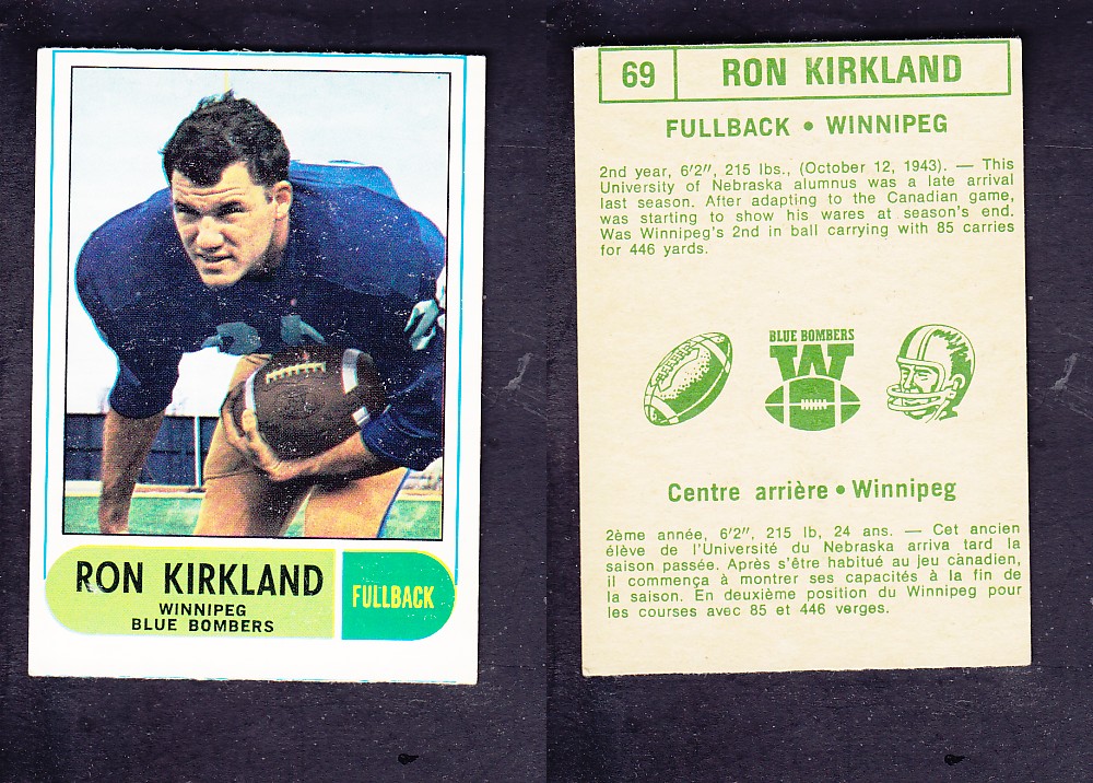 CS47318861 :: 1968 CFL O-PEE-CHEE FOOTBALL CARD #69 R. KIRKLAND ...
