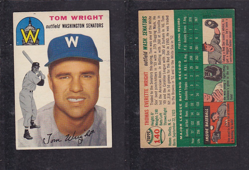 CS27337373 :: 1952 TOPPS BASEBALL CARD #140 T. WRIGHT - CAPITAL SPORTS ...