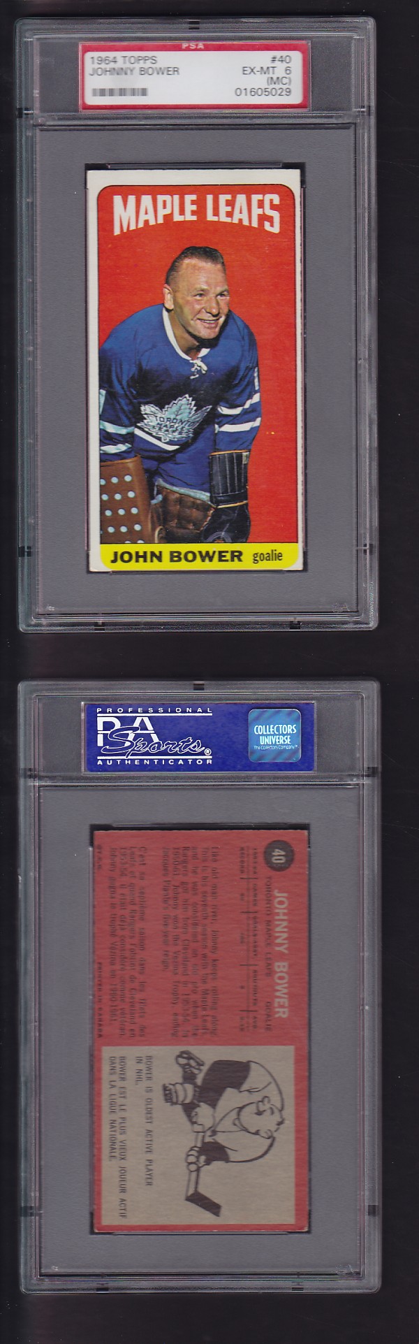 CS87150092 :: 1964-65 TOPPS HOCKEY CARD #40 J. BOWER - CAPITAL SPORTS CARDS