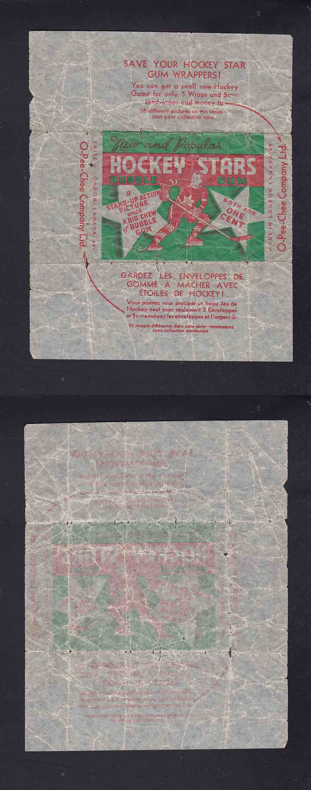 CS61435054 :: 1936-37 O-PEE-CHEE HOCKEY CARD WRAPPER - CAPITAL SPORTS CARDS