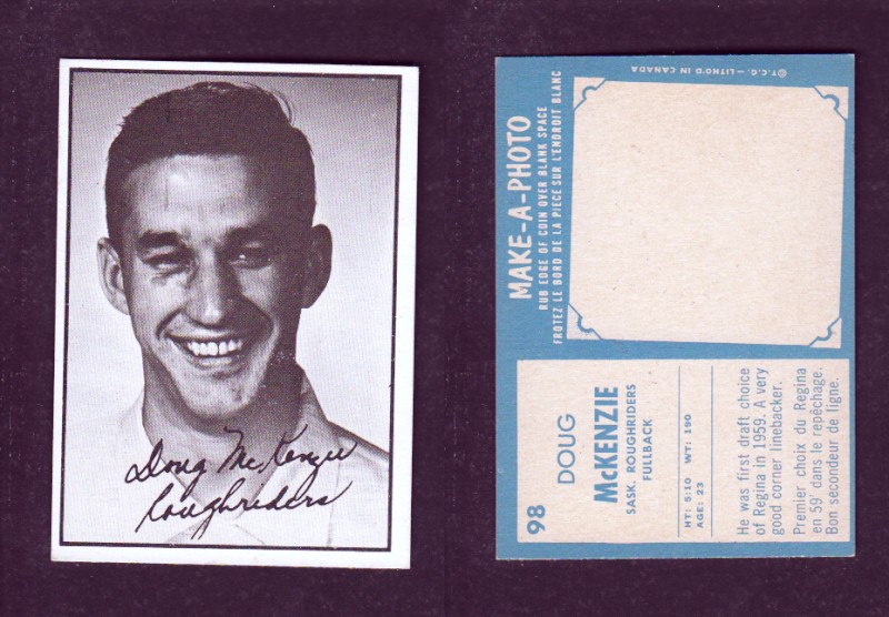 CS56392229 :: 1961 CFL TOPPS FOOTBALL CARD #98 D. McKENZIE - CAPITAL ...