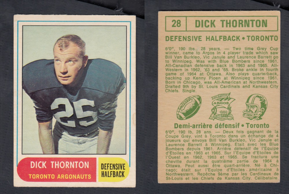 CS56403120 :: 1968 CFL O-PEE-CHEE FOOTBALL CARD #28 D. THORNTON ...