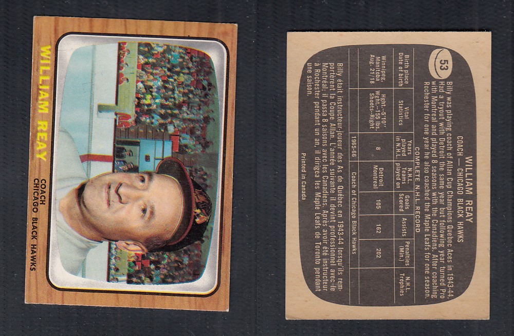 CS71177684 :: 1966-67 TOPPS HOCKEY CARD #53 W. REAY - CAPITAL SPORTS CARDS